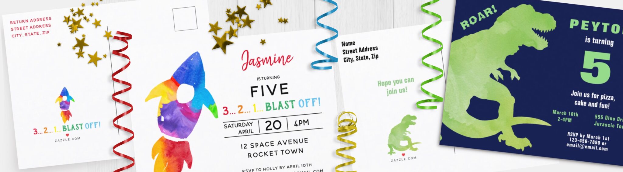 Postcard Birthday Invitations - Sam Ann Designs